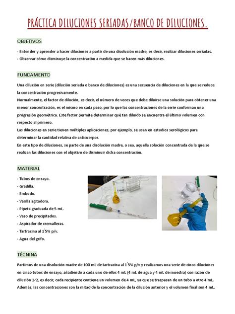 Práctica Diluciones Seriadas Banco De Diluciones Pdf