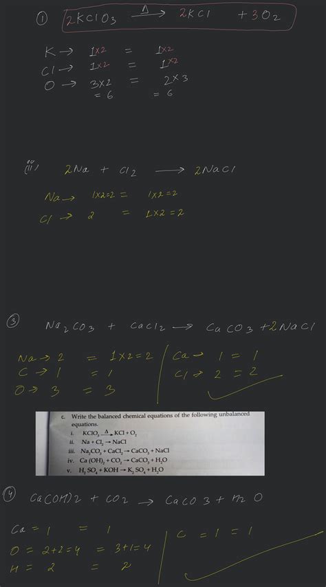 Write The Balanced Chemical Equations Of The Following Unbalanced Equatio
