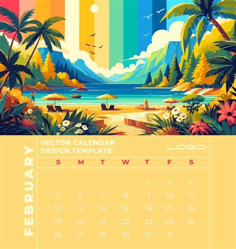 Calendar Template Featuring Stunning Editable Vector Landscapes That
