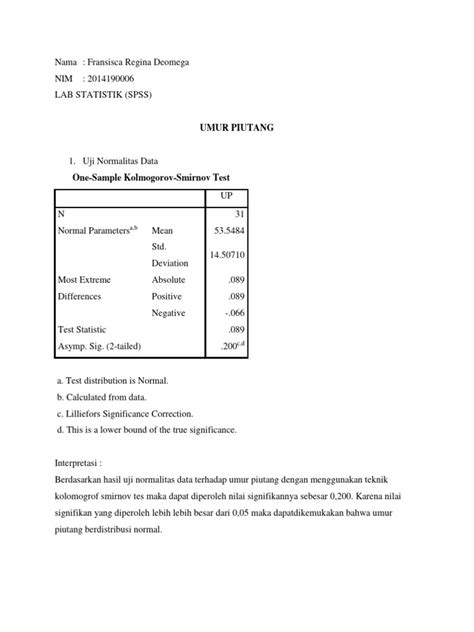 Uji Normalitas Data Dan Deskripsi Data Pdf Teknologi And Rekayasa