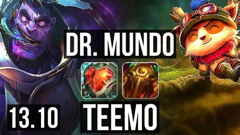 Dr Mundo Vs Teemo Top 501 600 Games Kr Master 1310 Youtube