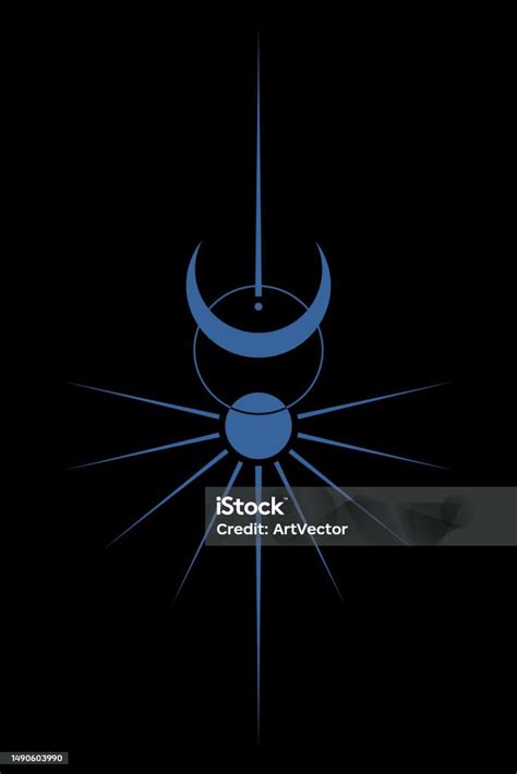 태양과 달 빈티지 라인 아트 클립 아트입니다 Wicca Outline 로고 문신 신비로운 신성한 기하학 마법의 이교도 위칸 여신과 신의 상징 벡터 기호 그림은 격리된 검은색