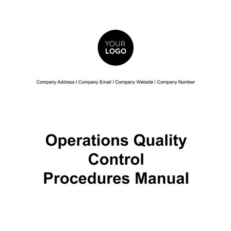 Operations Quality Control Procedures Manual Template Edit Online
