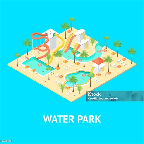 워터 파크 개념 3d 아이소메트릭 뷰의 영역입니다 벡터 워터 파크에 대한 스톡 벡터 아트 및 기타 이미지 워터 파크 등측투영법 건설 산업 Istock