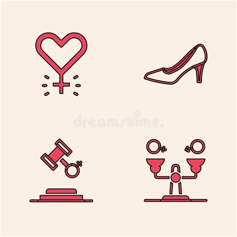 Set Gender Equality Feminism Woman Shoe And Female Rights Icon