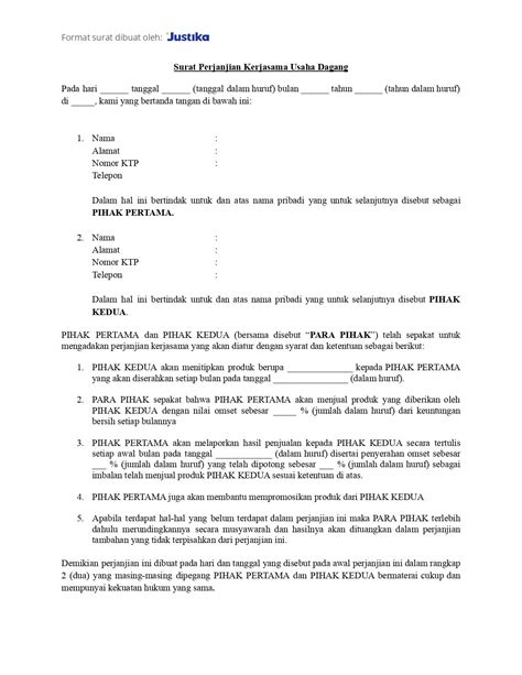 Contoh Surat Perjanjian Kerjasama Tambang Contoh Surat 123444 The