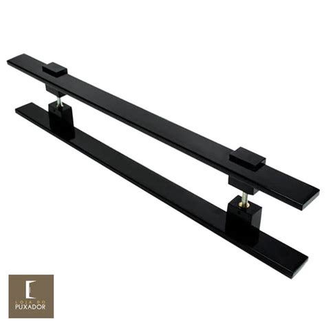 Puxador Para Portas Duplo em Aço Inox 304 Modelo Luma Preto fosco para