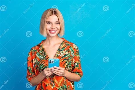 Photo Of Lovely Pretty Girl Wear Stylish Summer Print Clothes Hold