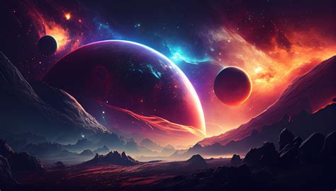 Premium Photo Space Night Galaxy With Planets And Stars Generative Ai