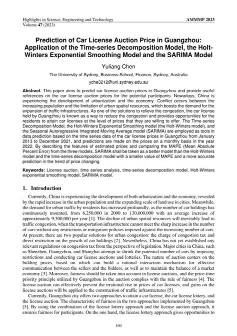 Pdf Prediction Of Car License Auction Price In Guangzhou Application