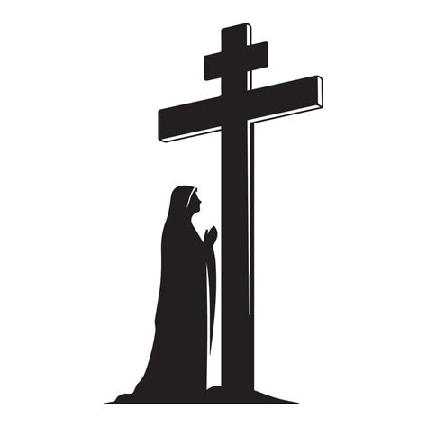 Virgin Mary Holding A Cross Design 59703518 Vector Art At Vecteezy