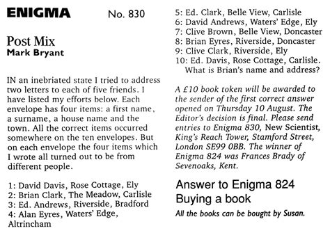 Enigma 830 Post Mix Enigmatic Code