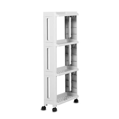 Підлогова поличка у ванну пластикова 4 яруси біла стелаж у ванну на колесах етажерка у ванну