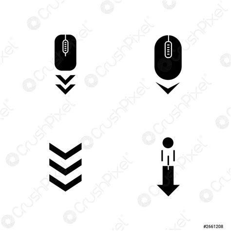 Scrolldown Indicators Black Glyph Icons Set On White Space Computer Stock Vector 2661208