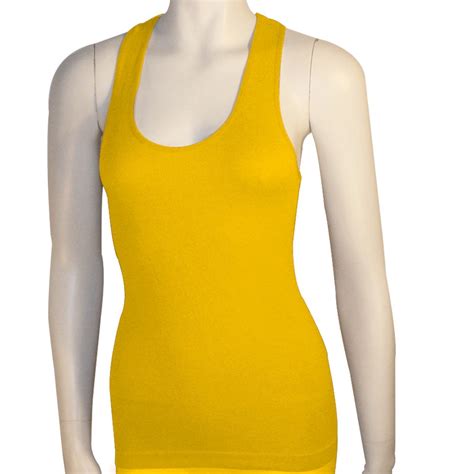 Yellow Racerback Tank Top Shirt Stretch Sleeveless Basic Cami Womens