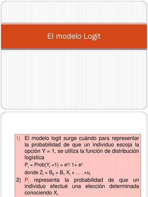 El Modelo Logit Pdf Regresión Logística Estadísticas