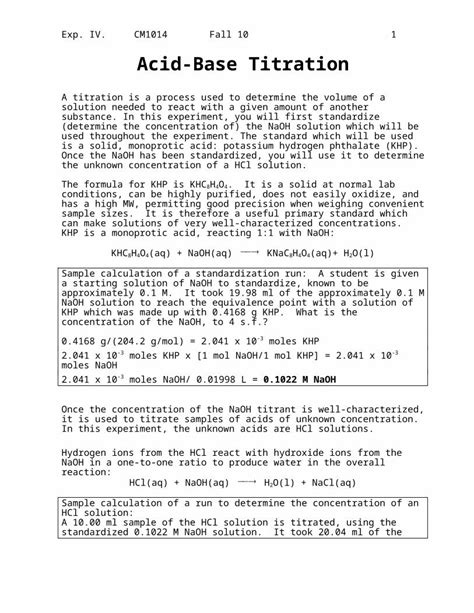 Docx Acid Base Titration Experiment 4 Dokumentips