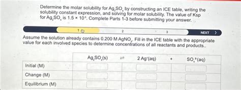 Solved Determine The Molar Solubility For Ag SO By Chegg
