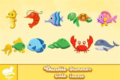 Bundle Summer Cute Icons Graphic By Holycatart · Creative Fabrica