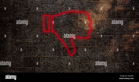 Composite Of Illuminated Red Dislike Button Icon Against Old Grunge