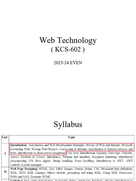 Kcs 602 Lecture01 Cse Pdf World Wide Web Internet And Web