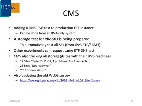 Deployment Of Ipv6 Only Cpu On Wlcg Update From The Hepix Ipv6 Wg