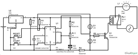 Simple Time Delay Circuit Diagram Using 555 Timer Ic