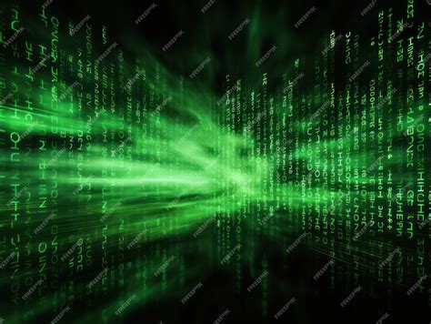 Premium Photo Green Abstract Binary Code Background With Glowing