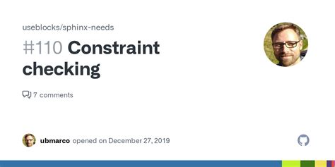 Constraint Checking · Issue 110 · Useblockssphinx Needs · Github