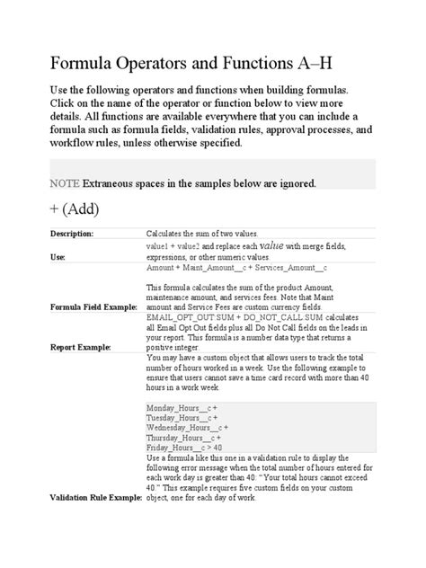 Formula Operators And Functions A Descargar Gratis Pdf Hyperlink
