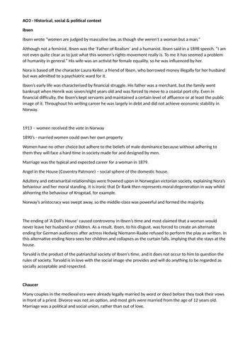 A Level English Literature Ocr Paper 1 A Dolls House And The