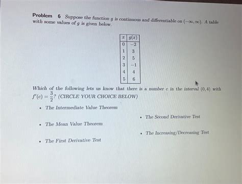 Solved Problem Suppose The Function G Is Continuous And Chegg