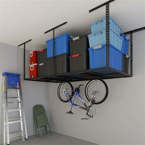 Fleximounts 48 In W X 96 In D Black Steel Overhead Garage Storage In