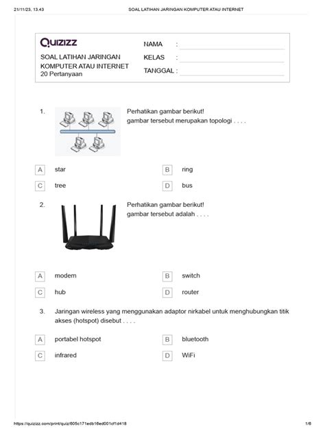 Soal Latihan Jaringan Komputer Atau Internet Pdf