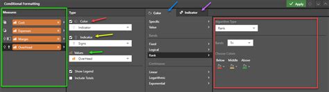 conditional formatting dialog