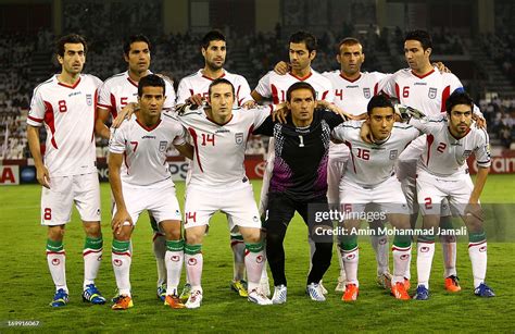 Iranian Players Pose For A Team Photo During Fifa World Cup Asian