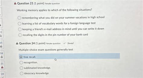 Solved A Question 21 (1 ﻿point) ﻿Retake questionWorking | Chegg.com