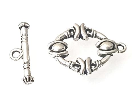 10 Antique Silver 22mm Ornate Toggle Clasps