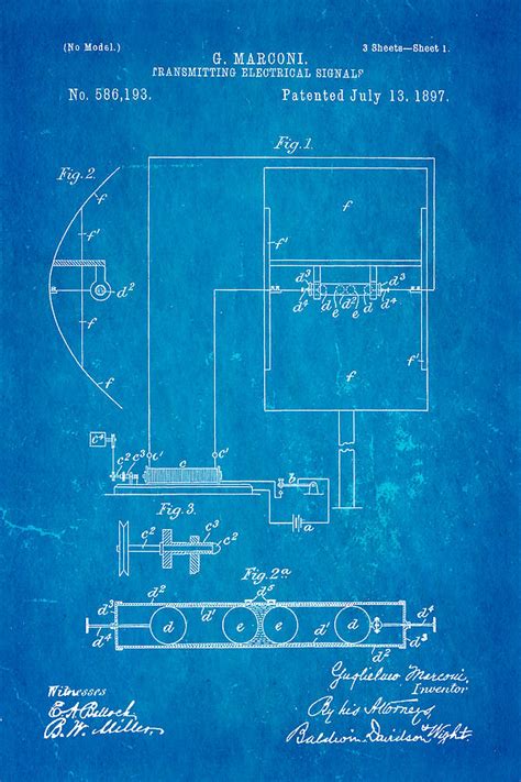 Marconi Radio Patent Art 1897 Blueprint Photograph By Ian Monk