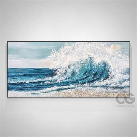 Textured Ocean Wave Wall Art Large Blue Sea Painting Seascape Etsy