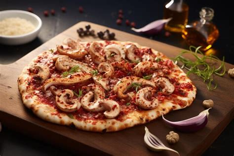 Premium Photo Zesty Octopus Pizza With Smoked Paprika Infusion