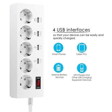 Power Strip Eu Outlets Stopcontact Met Usb S Grandado