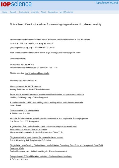 Pdf Optical Laser Diffraction Transducer For Measuring Single Wire