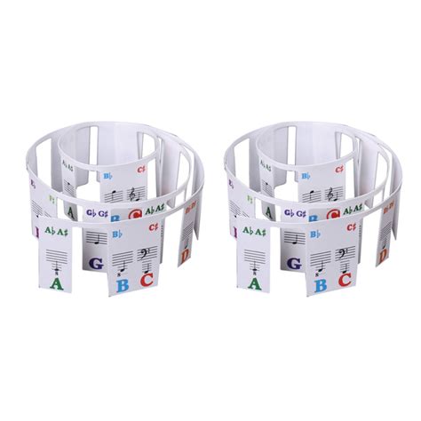 2x Piano Keyboard Stickers Grand Electric Piano 61 Keys Stave Notation Note Strip Label Symbol