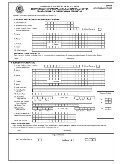 Borang Tukar Nama Kereta Jpj Pdf