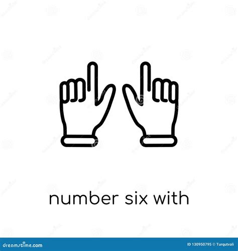 Number Six With Six Fingers Icon Trendy Modern Flat Linear Vect Stock
