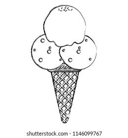 Vector Single Sketch Ice Cream Cone Stock Vektor Royaltyfri 333863327