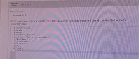 Solved Modify The Grocery List To Be An Unordered List Use A Chegg