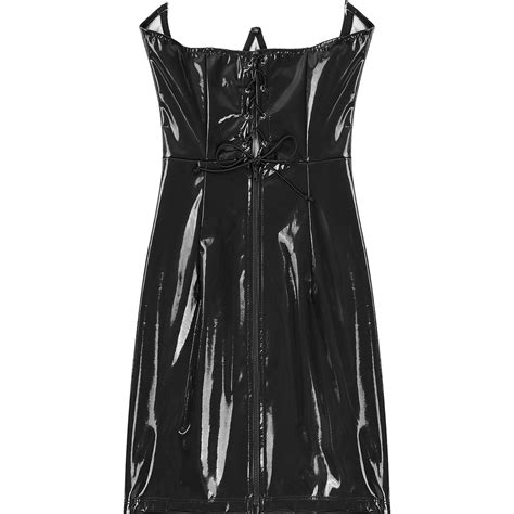 Womens Wet Look Pvc Leather Dress Halter Plunging V Neck Bodycon Dress Clubwear Ebay