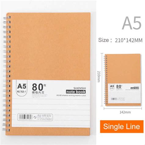 A5 Kraft Paper Cover Spiral Notebook Greenworks Eco Friendly Ts
